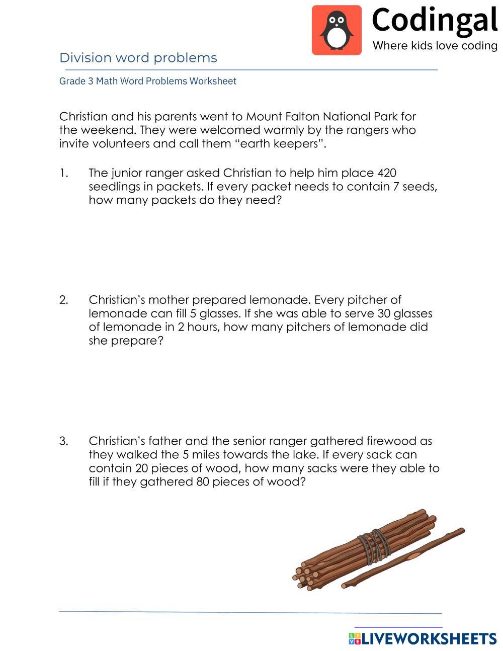 Word Problems on Standard Division of Numbers up to