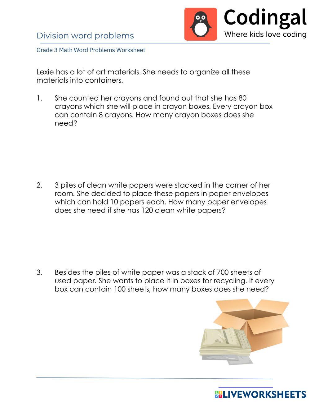 Word Problems o… | Free Interactive Worksheets | 7892414