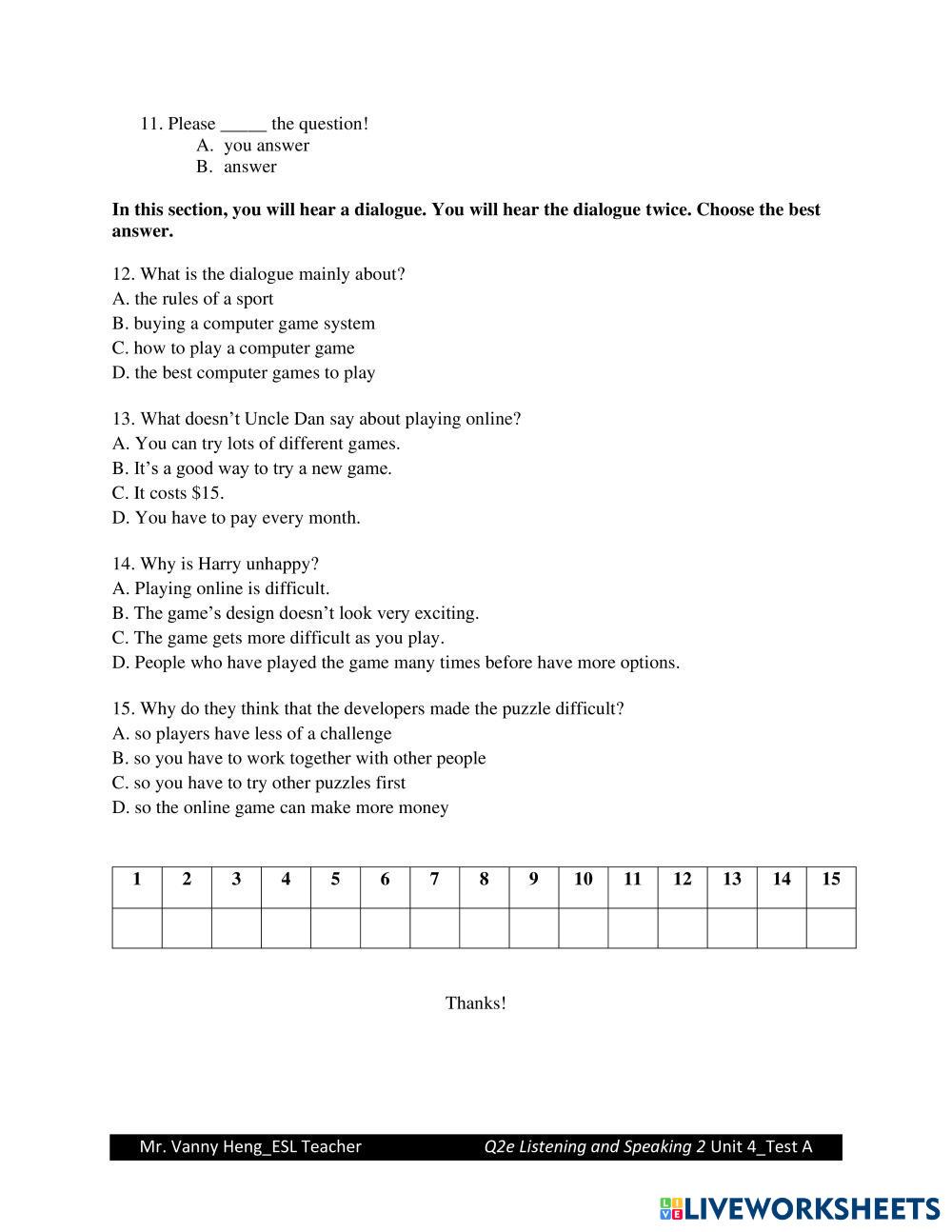 Qskill 2e Liste… | Free Interactive Worksheets | 7895753