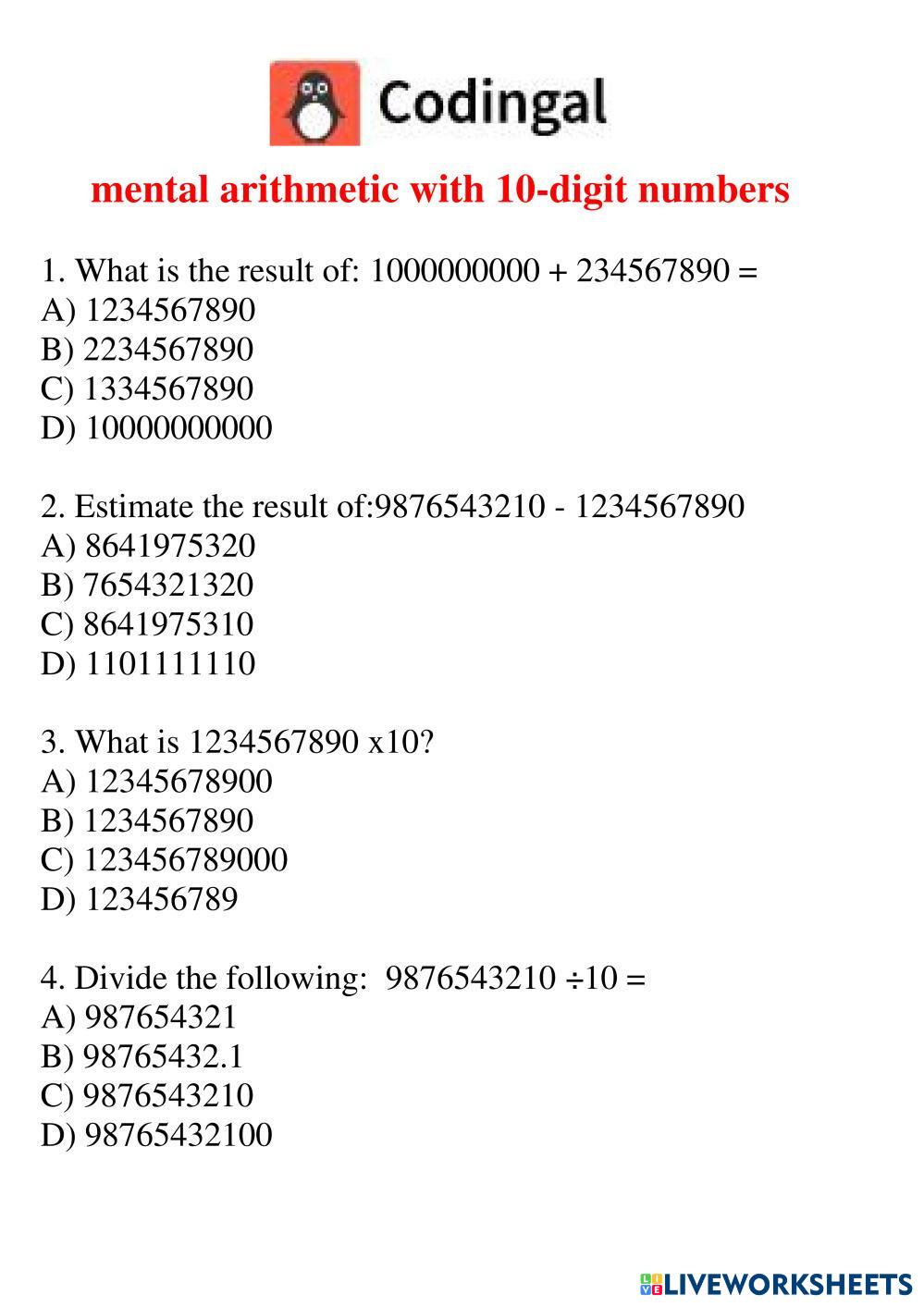 CODINGAL 7896811 | Kalaivani Sivan | Live Worksheets