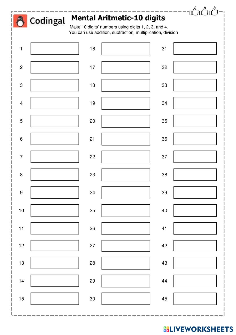 CODINGAL 7896883 | Kalaivani Sivan | Live Worksheets