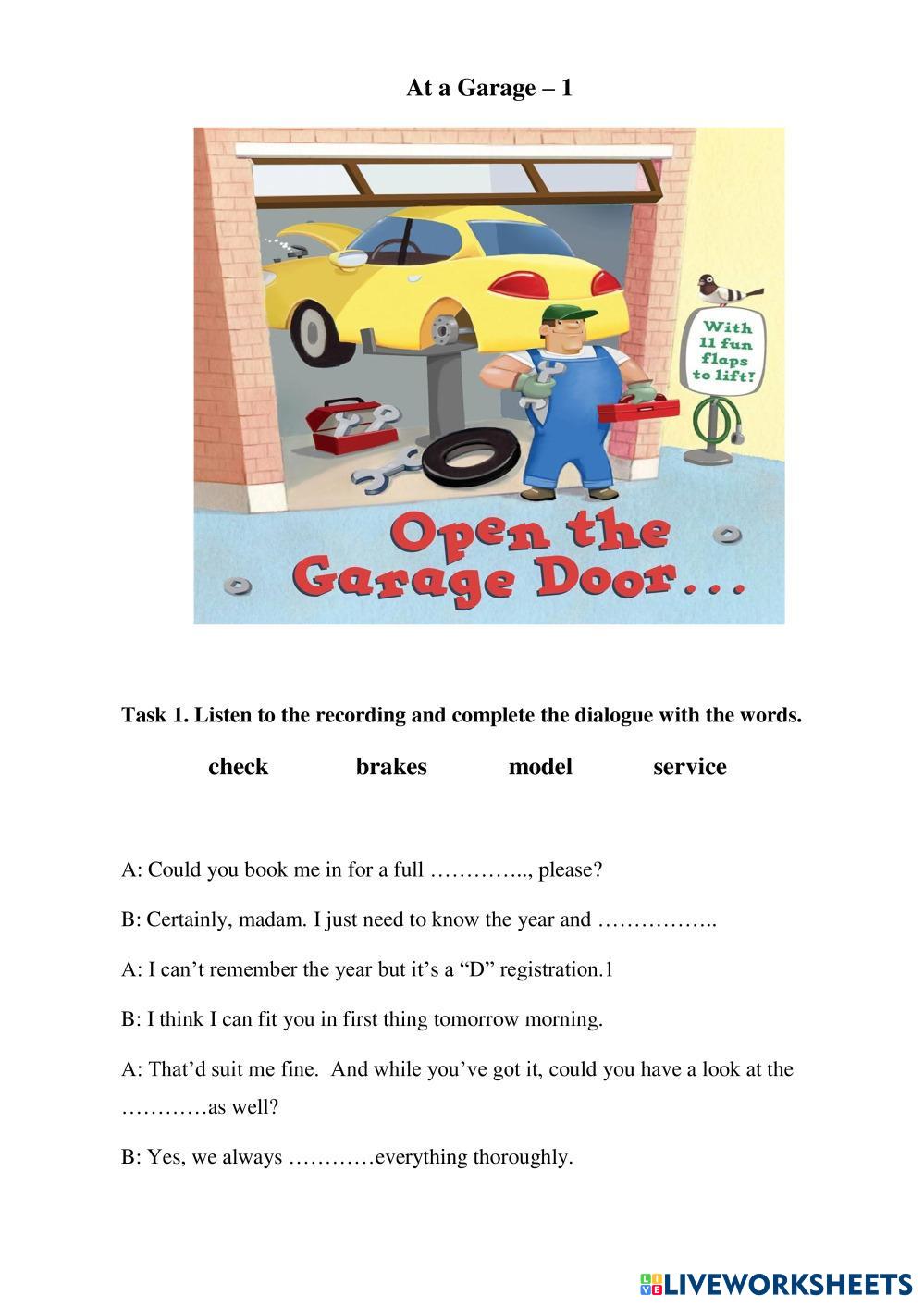 At a Garage 7898523 | Bichegkueva | Live Worksheets