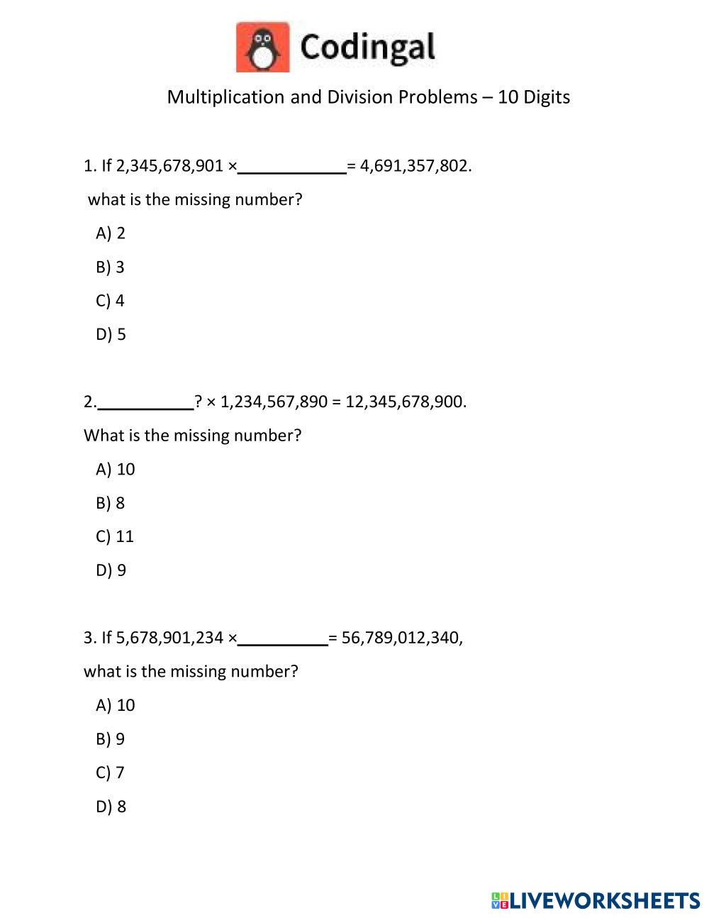 CODINAL 7895324 | Kalaivani Sivan | Live Worksheets