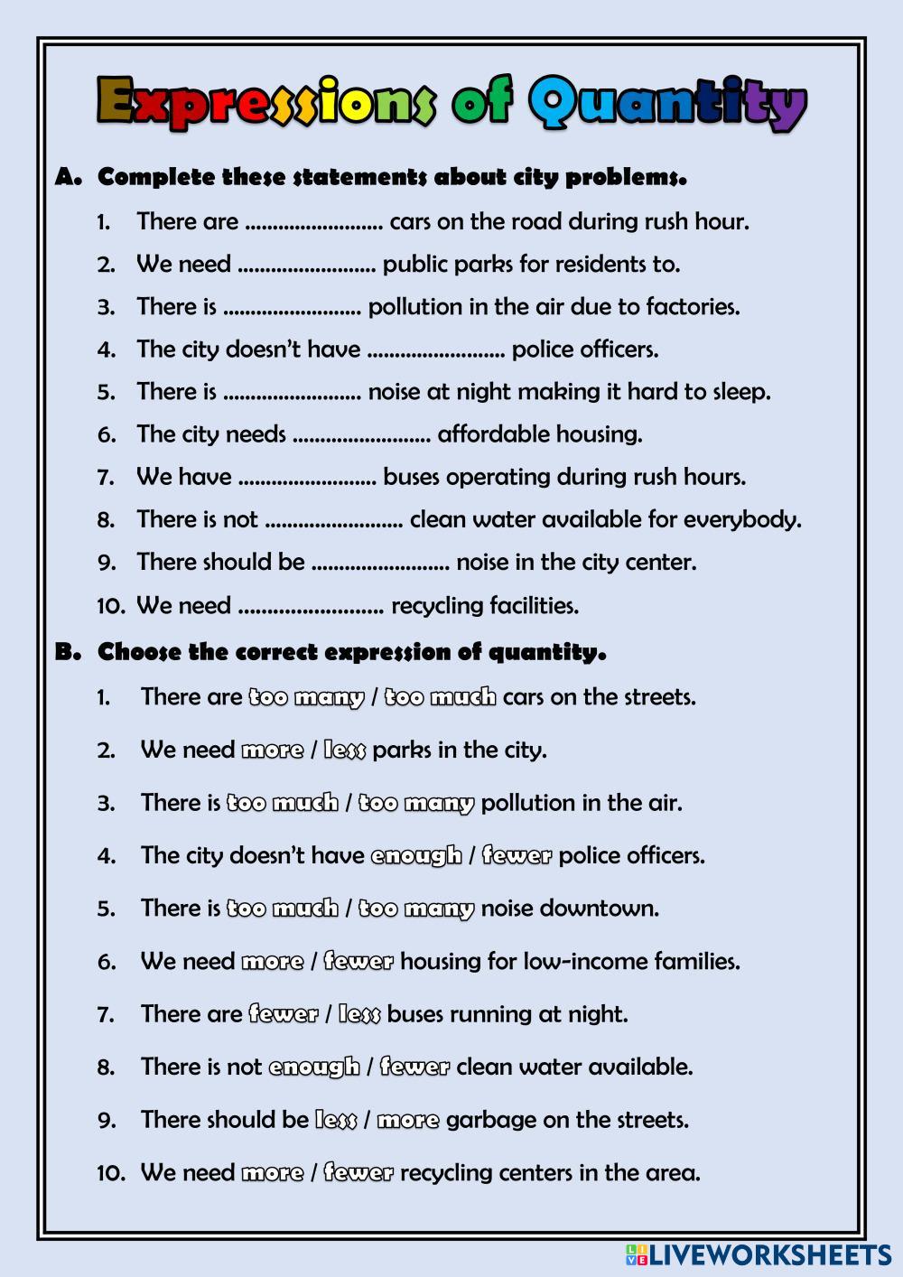 Expressions of … | Free Interactive Worksheets | 7910269