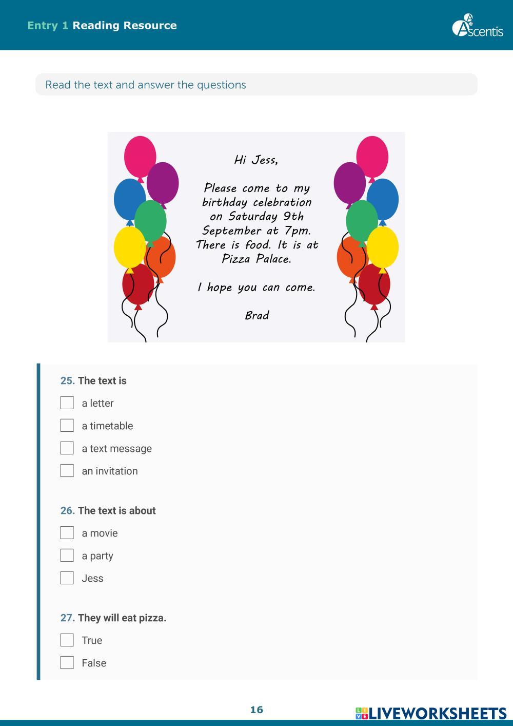 ESOL SFL Entry … | Free Interactive Worksheets | 7911581