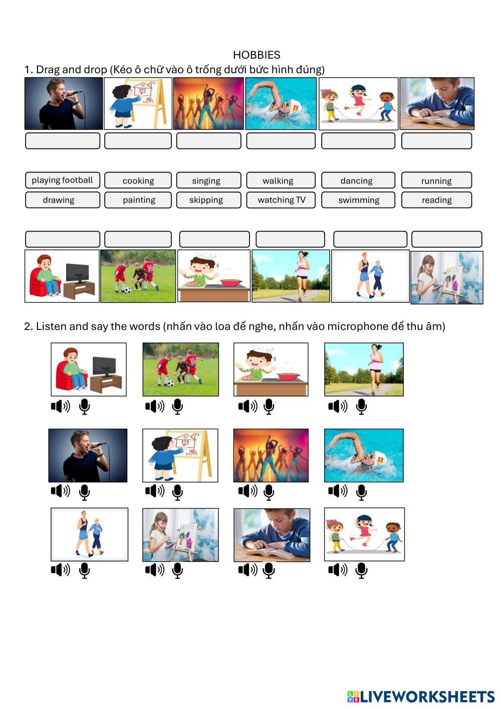 HOBBIES | Free Interactive Worksheets | 7913620