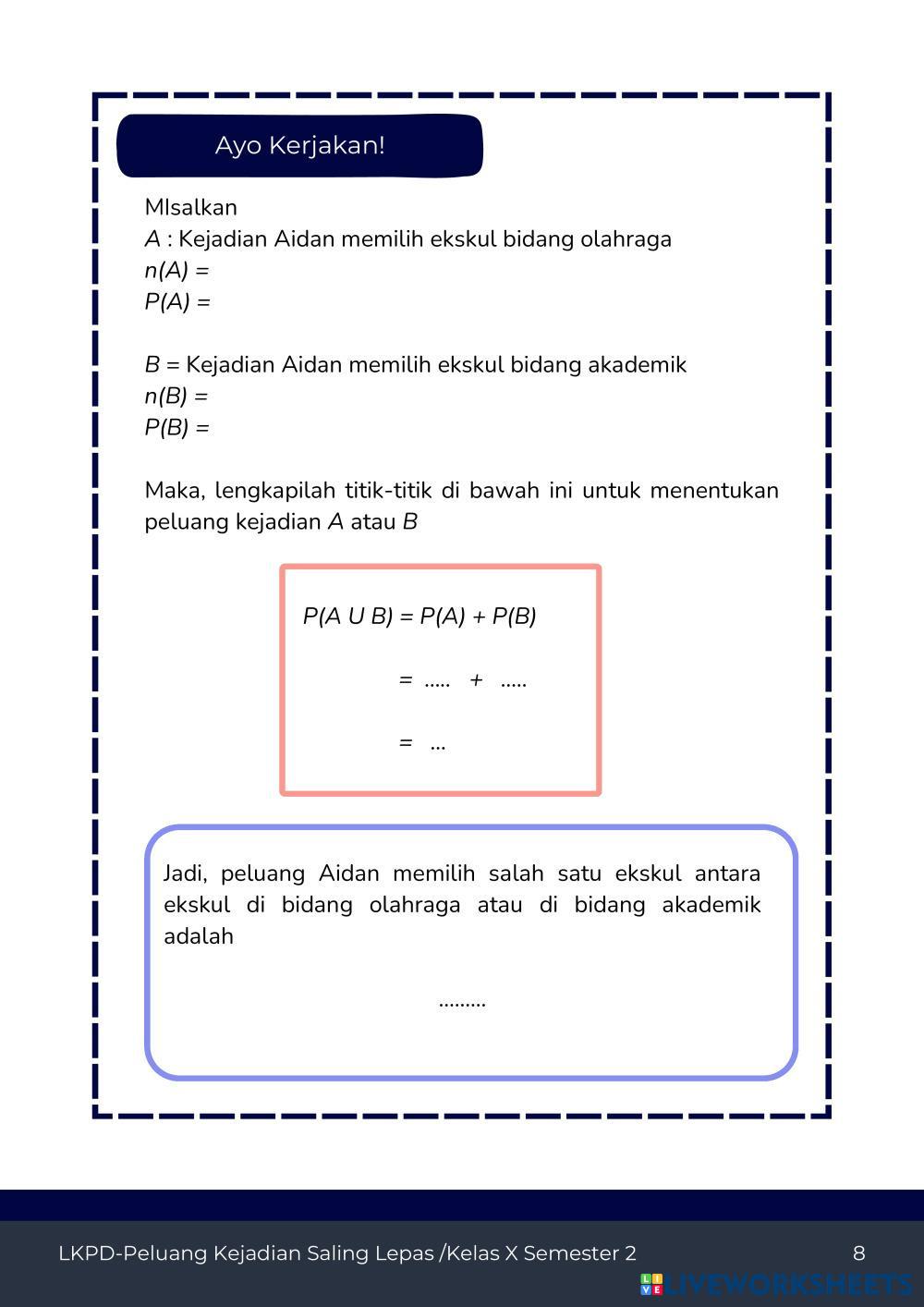 LKPD Peluang | Free Interactive Worksheets | 7915194