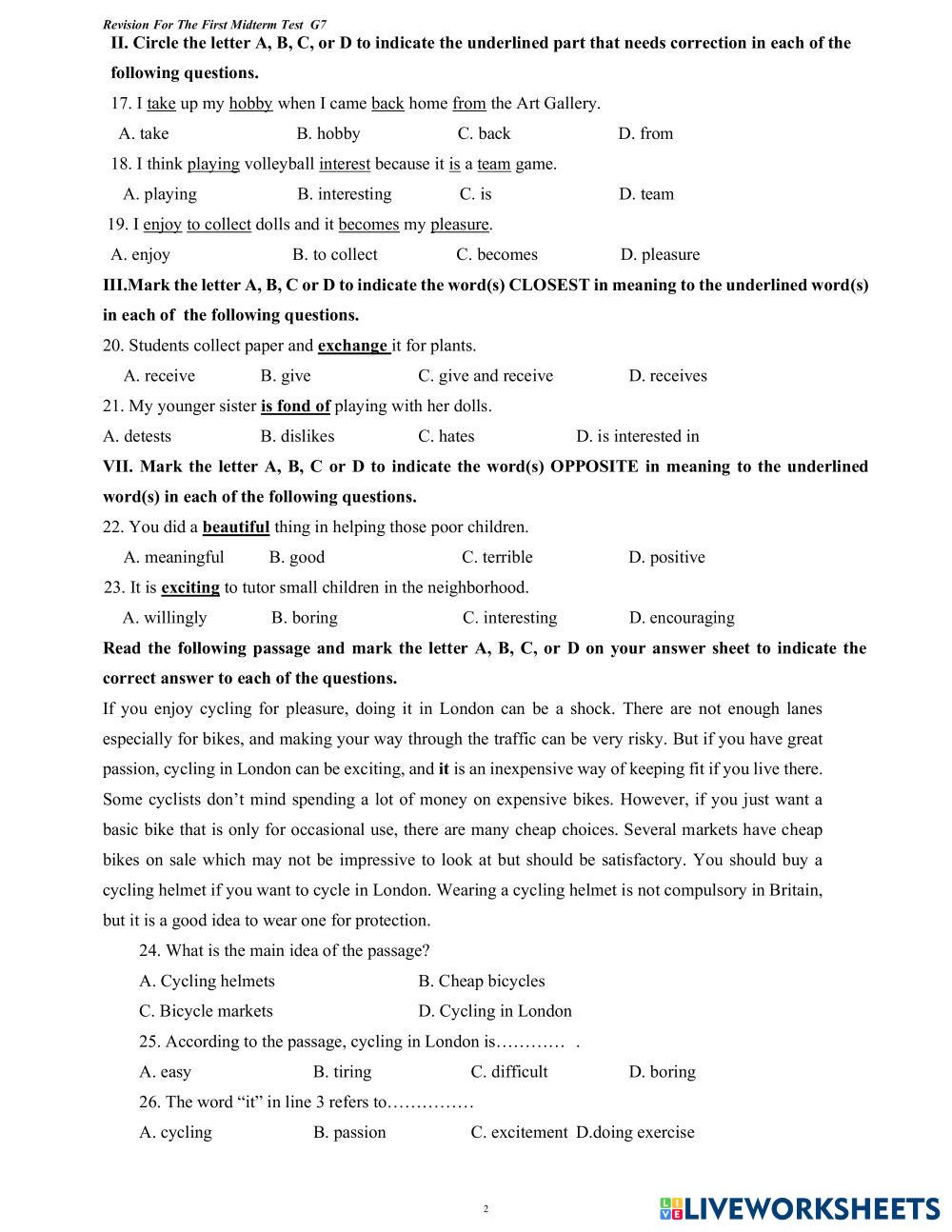 G7 Midterm I (u… | Free Interactive Worksheets | 7918544