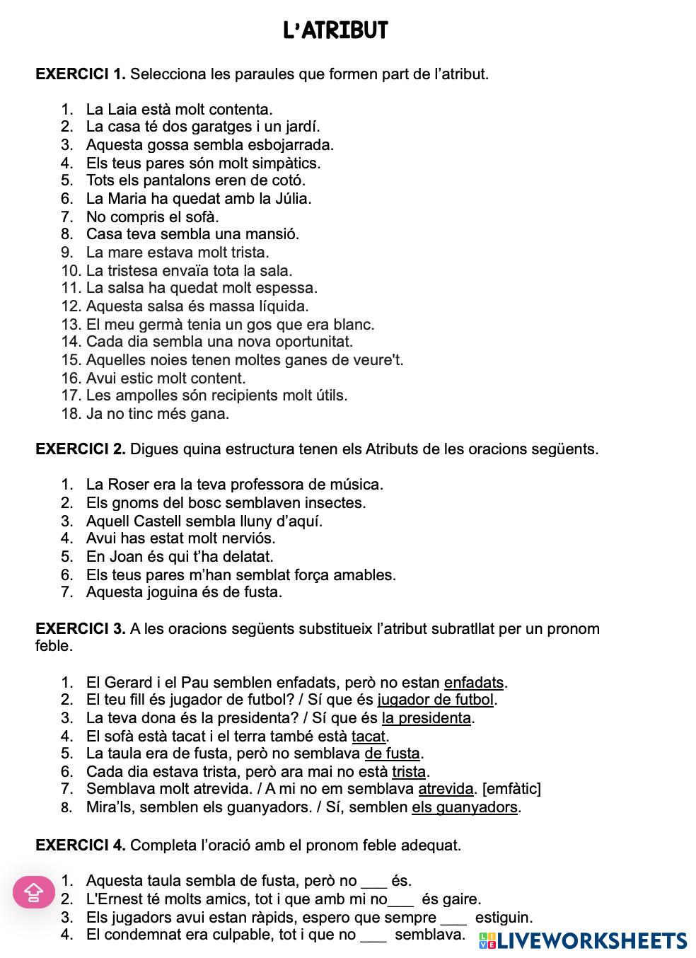 L'atribut | Free Interactive Worksheets | 7919115