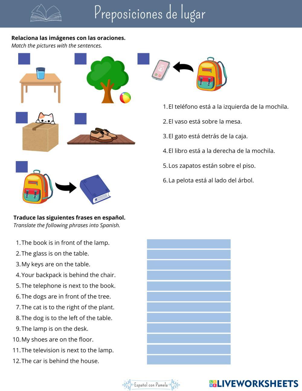 Preposiciones d… | Free Interactive Worksheets | 7919263