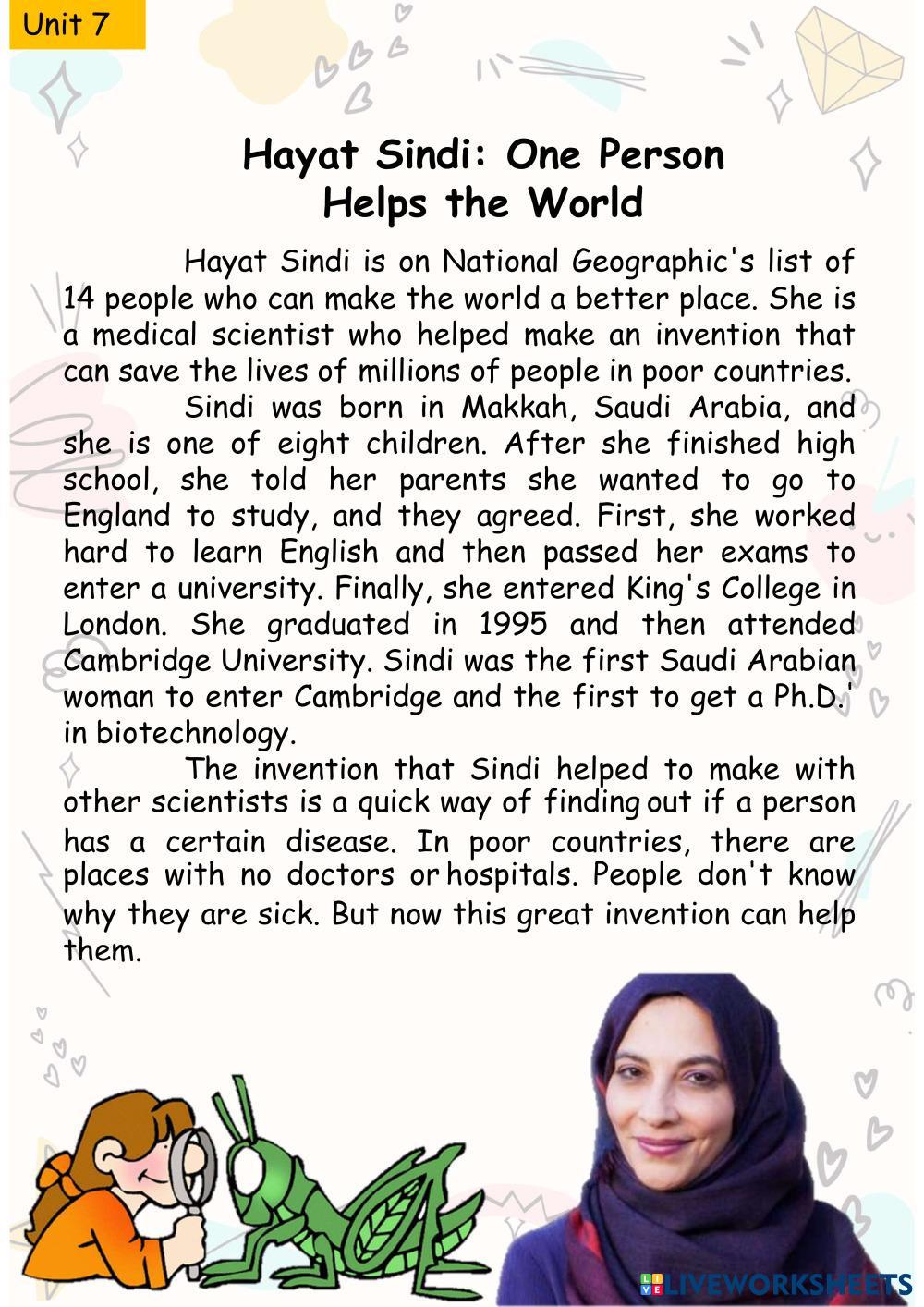 Hayat Sindi: One Person Helps the World 7919492