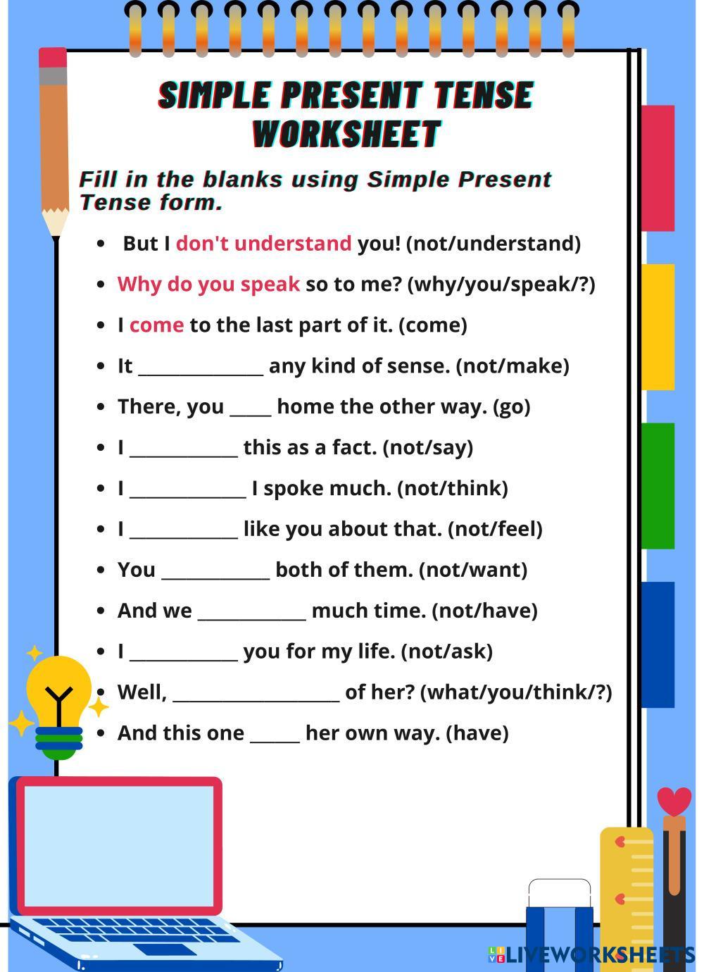 4 TENSES WORKSH… | Free Interactive Worksheets | 7920559