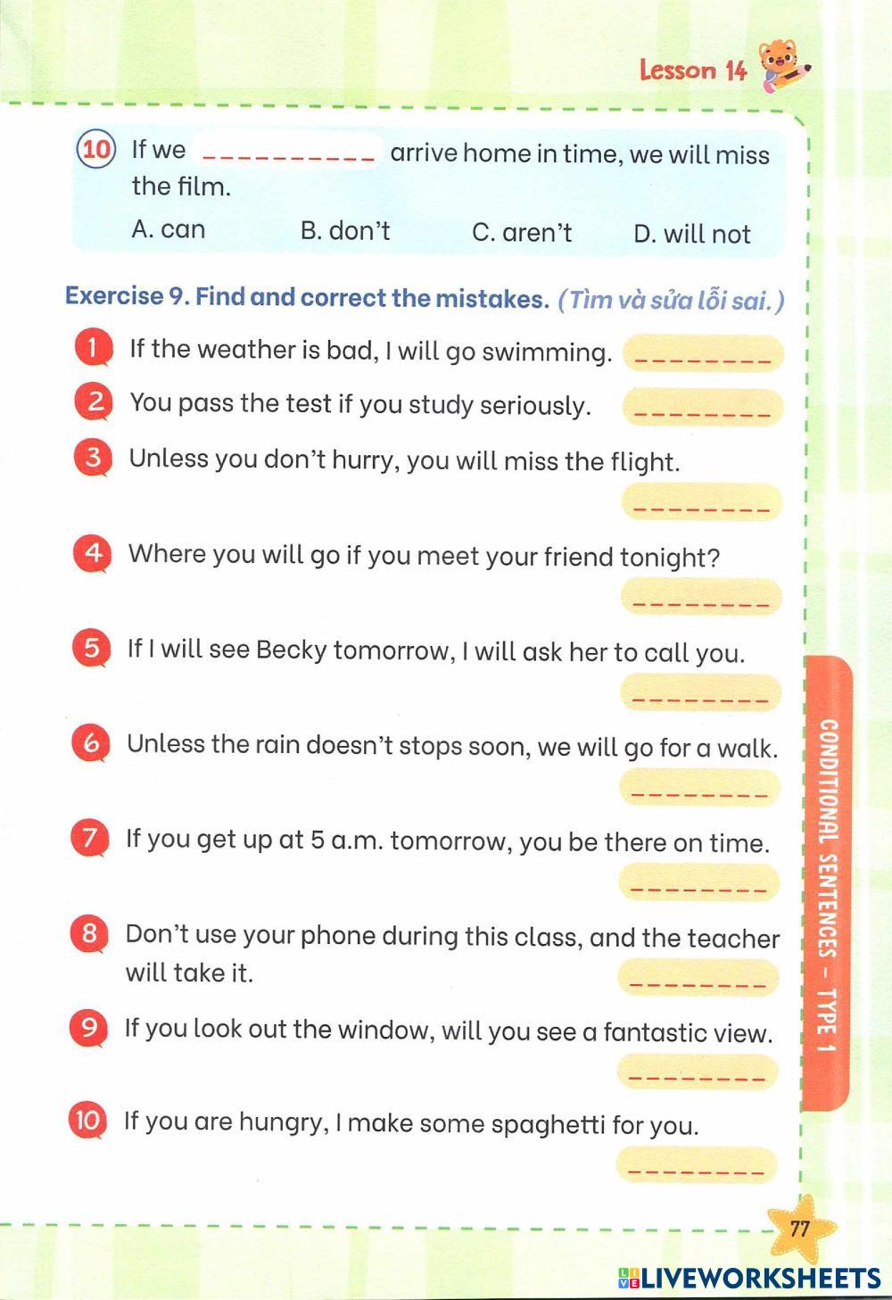Lesson 14: COND… | Free Interactive Worksheets | 7920570