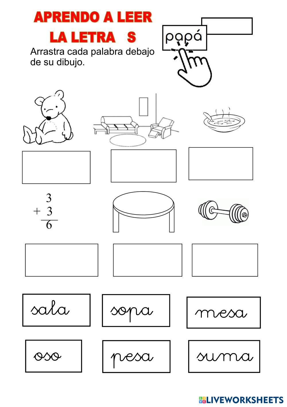 Lectura letra s | Free Interactive Worksheets | 7921173
