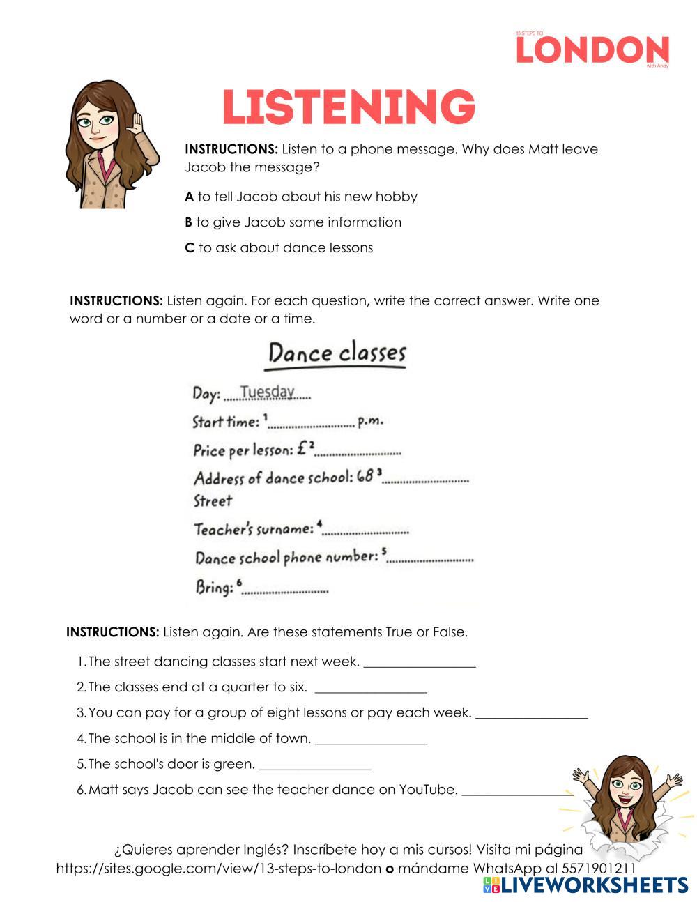 Listening A2 | Free Interactive Worksheets | 7922553