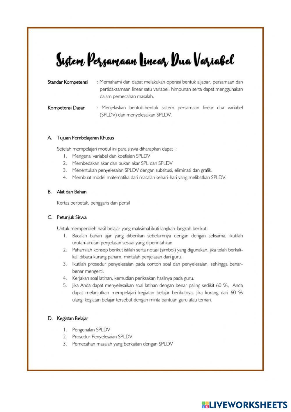 SPLDV | Free Interactive Worksheets | 7925110