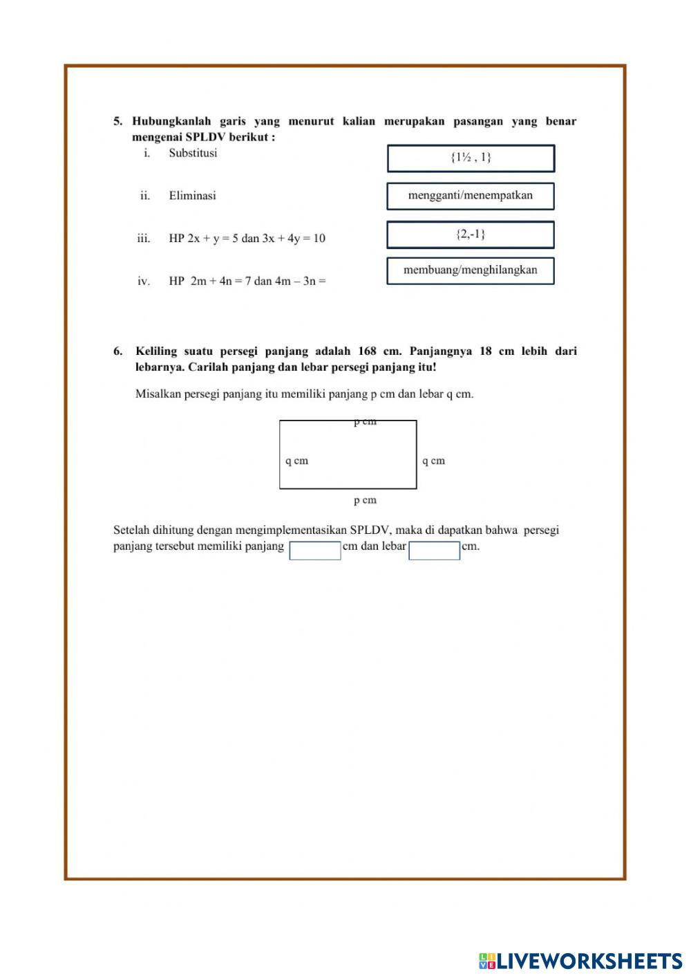 SPLDV | Free Interactive Worksheets | 7925110