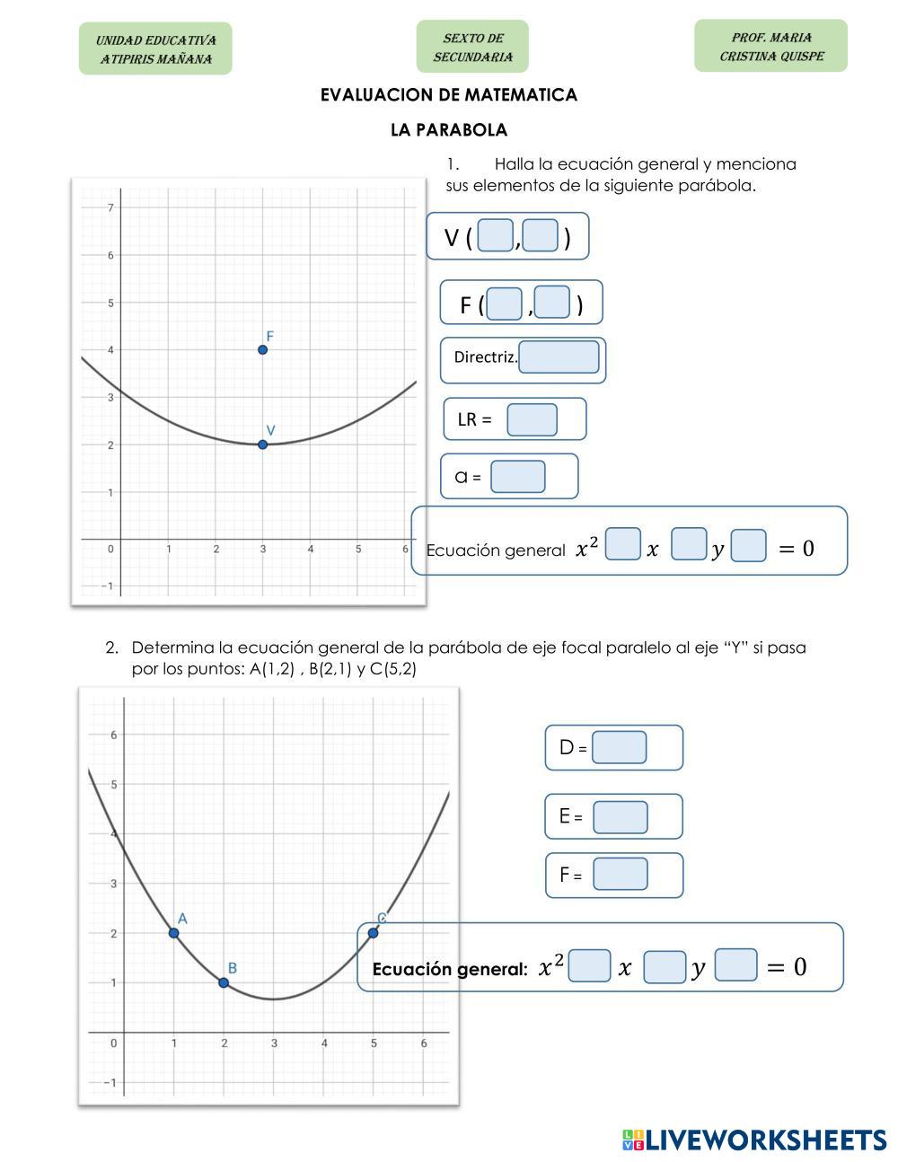 7929079 | Evaluación | María Quispe | LiveWorksheets