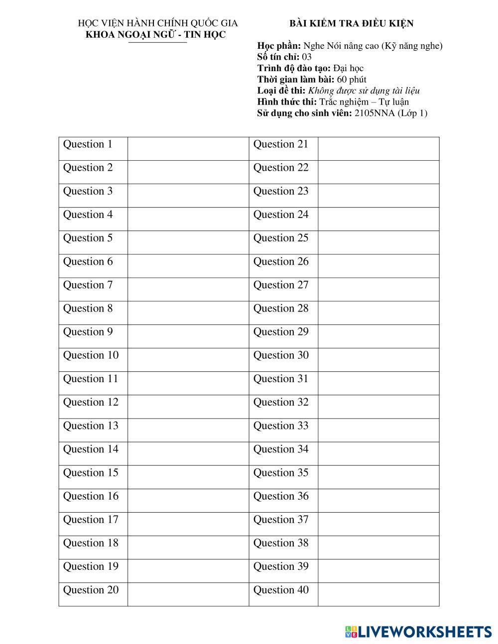 AL-answer sheet… | Free Interactive Worksheets | 7930386