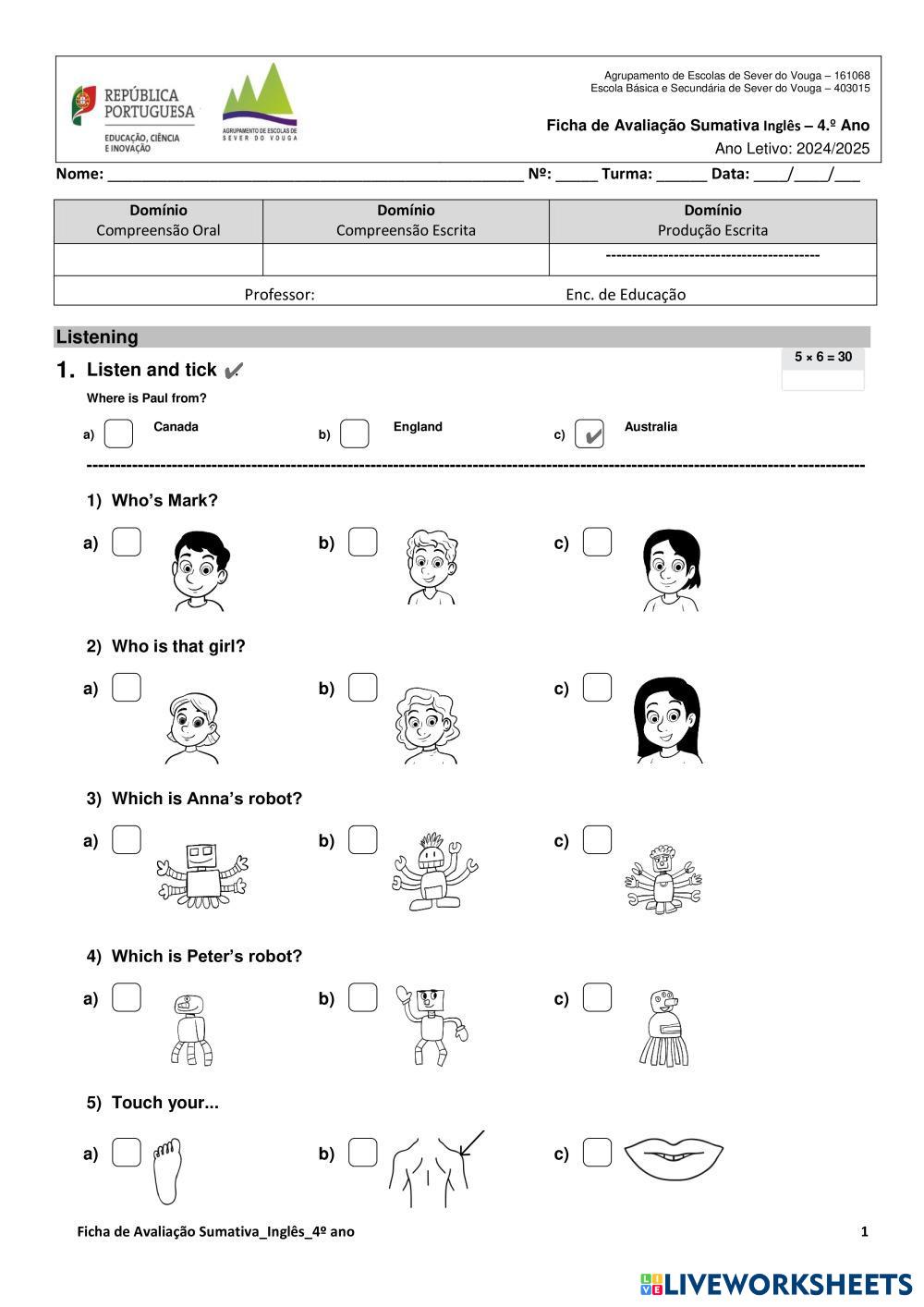 English workshe… | Free Interactive Worksheets | 7932596