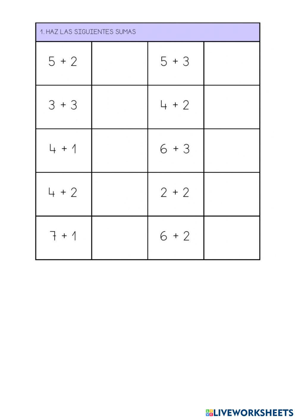 Suma | Free Interactive Worksheets | 7936763