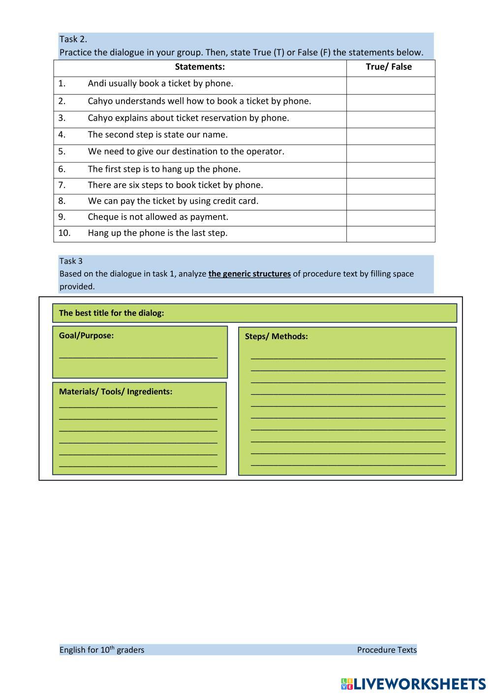 Procedure Texts 7936843 | Cahyatievi | Live Worksheets