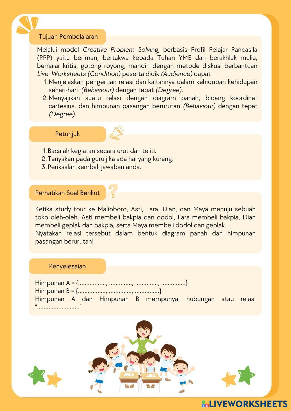 LKPD Relasi dan Fungsi 1 7937623 | Sekar Yanuar