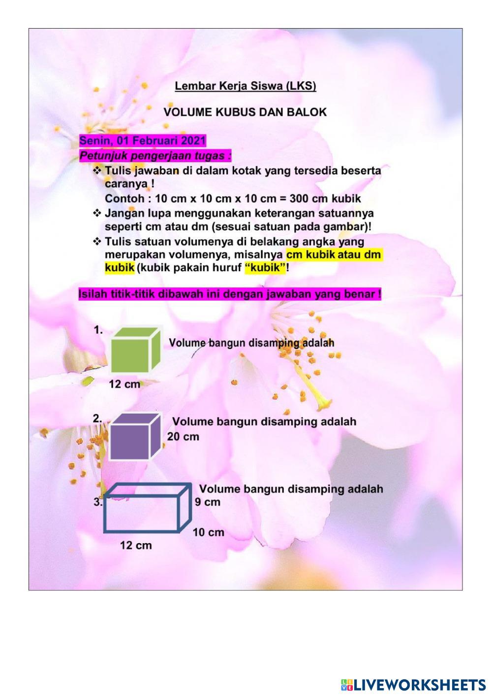 7937931 | Latihan Matematika Volume Kubus dan Balok