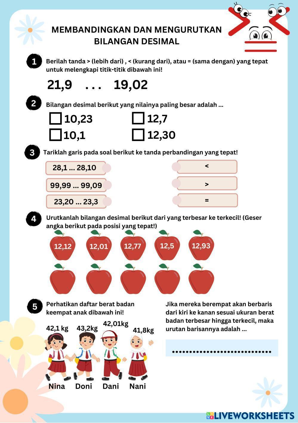 Membandingkan P… | Free Interactive Worksheets | 7938692