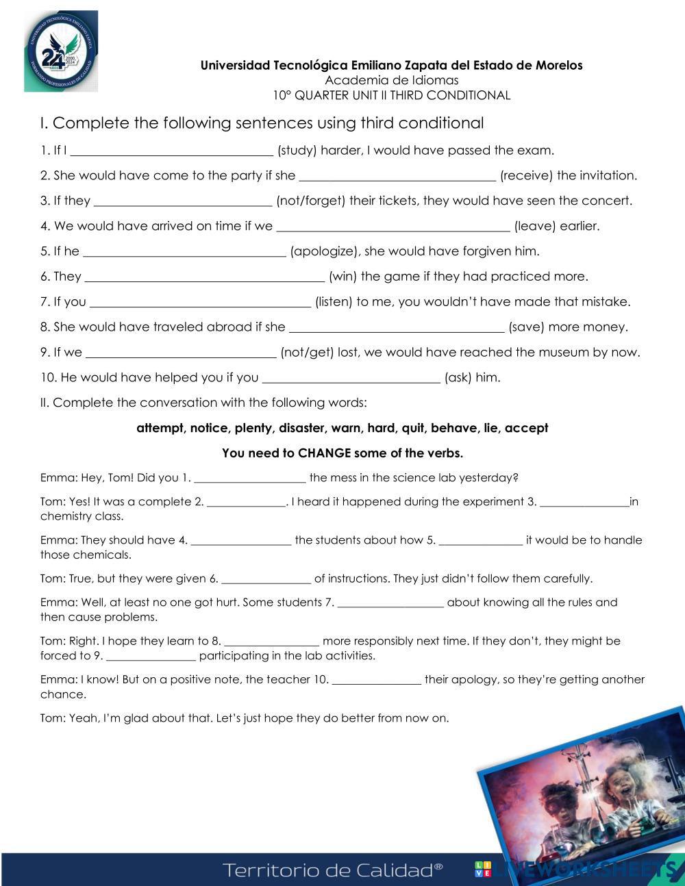 Third Condition… | Free Interactive Worksheets | 7938756