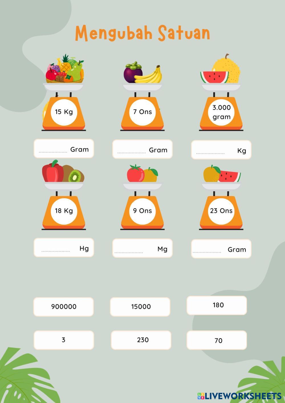 SATUAN BERAT | Free Interactive Worksheets | 7942376