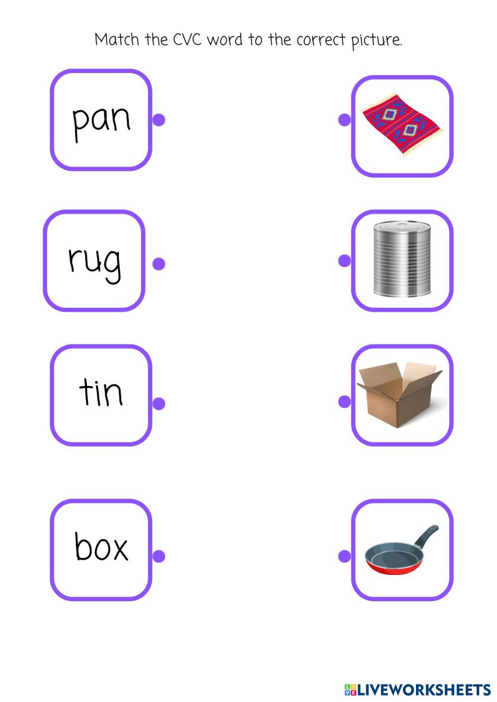 CVC PICTURE -WO… | Free Interactive Worksheets | 7942550