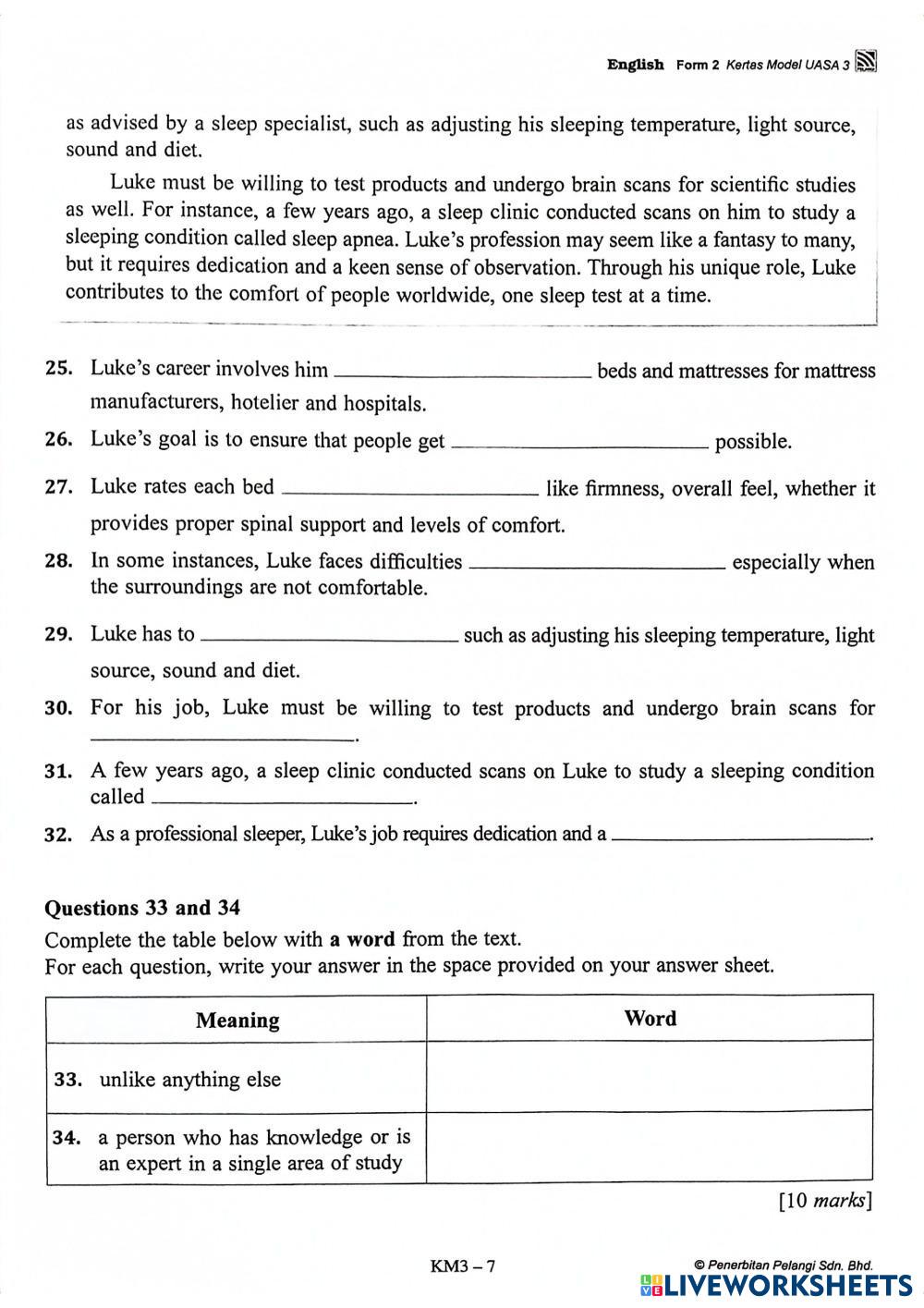 7943489 | FORM 2 ENGLISH UASA (PART 4) 2 | Khoo Yeon Chen