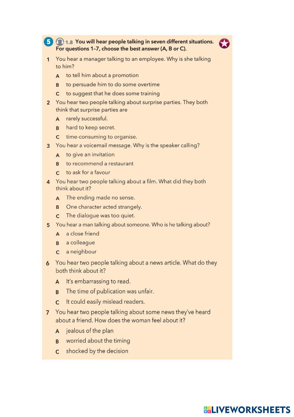 LISTENING B2 | Free Interactive Worksheets | 7944505