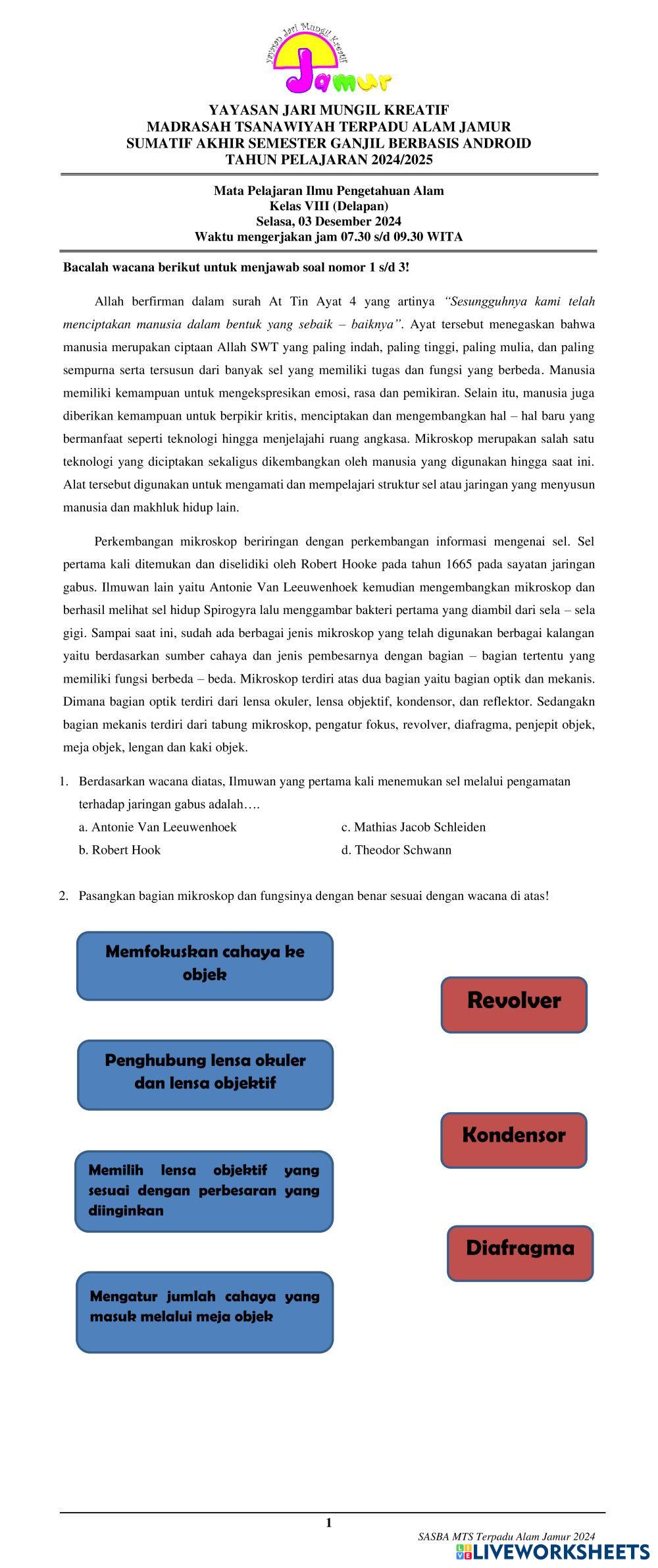 SASBA GANJIL MT… | Free Interactive Worksheets | 7945361