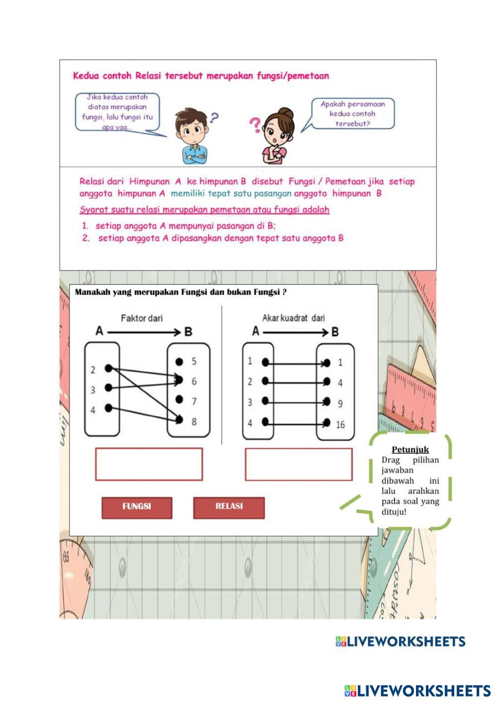 LKPD RELASI DAN… | Free Interactive Worksheets | 7945400