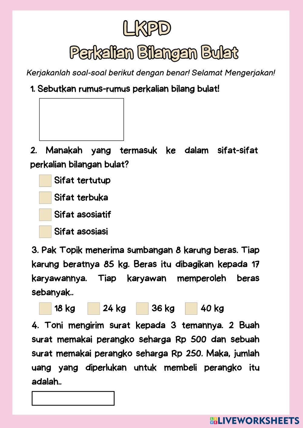 7945625 | LKPD Perkalian bilangan bulat | Adam Bahari