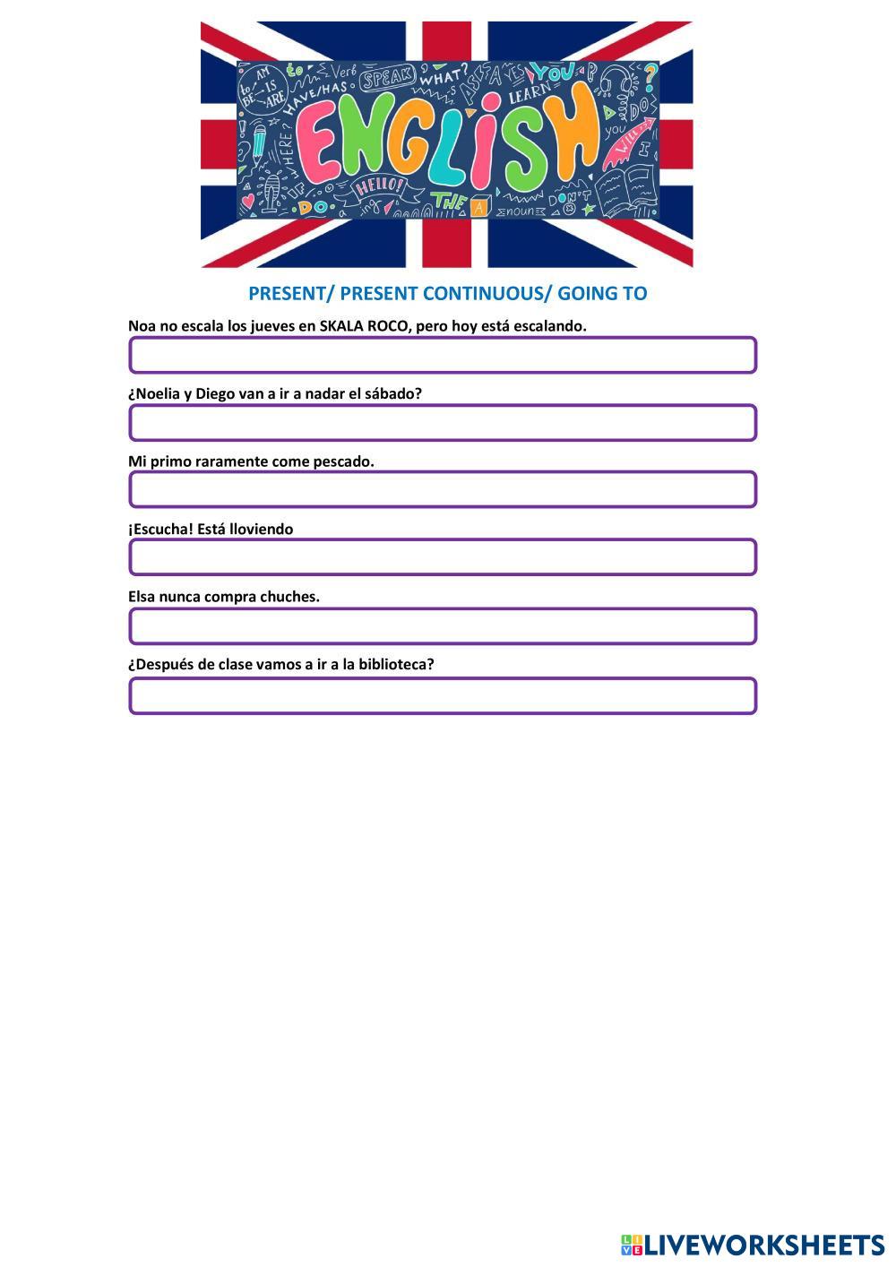 Presente Presen… | Free Interactive Worksheets | 7945773