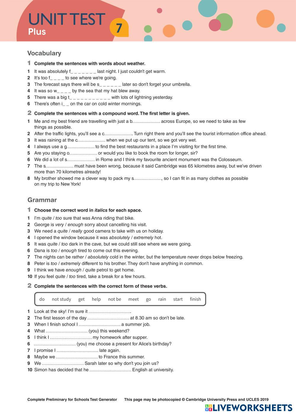 COMPLETE PET - … | Free Interactive Worksheets | 7946900