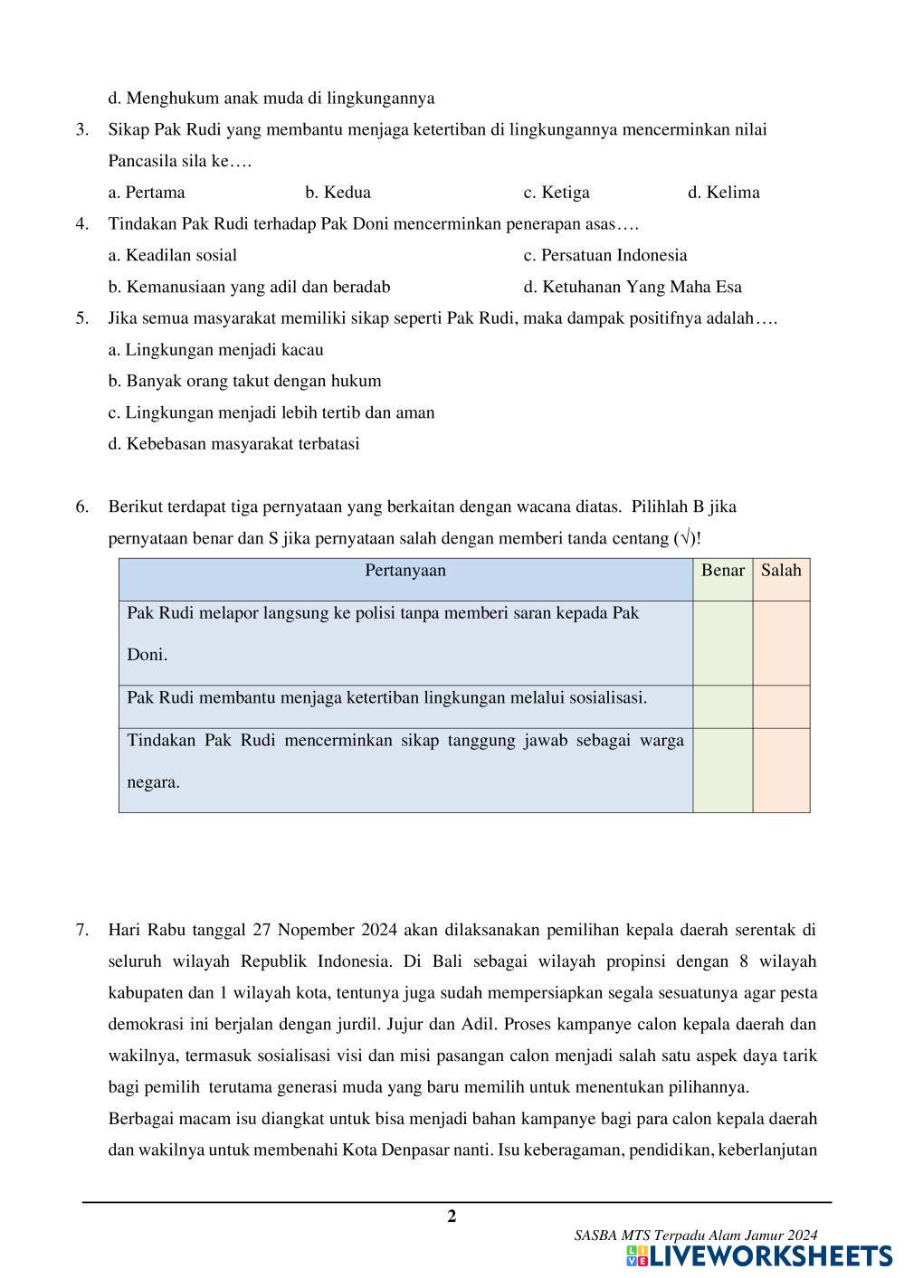 SASBA GANJIL MT… | Free Interactive Worksheets | 7947091