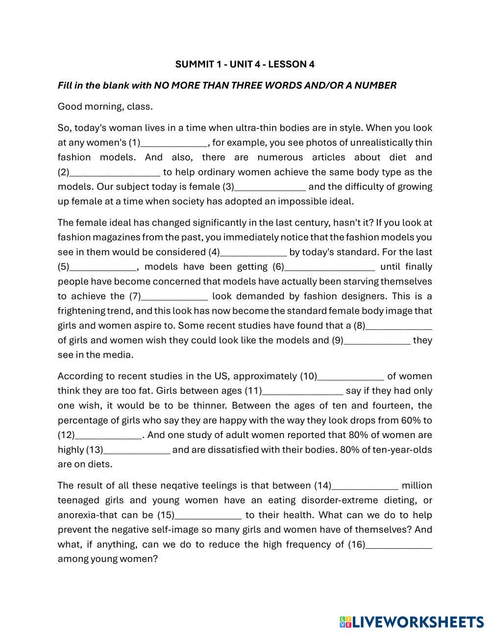 SUMMIT 1 - UNIT… | Free Interactive Worksheets | 7947773