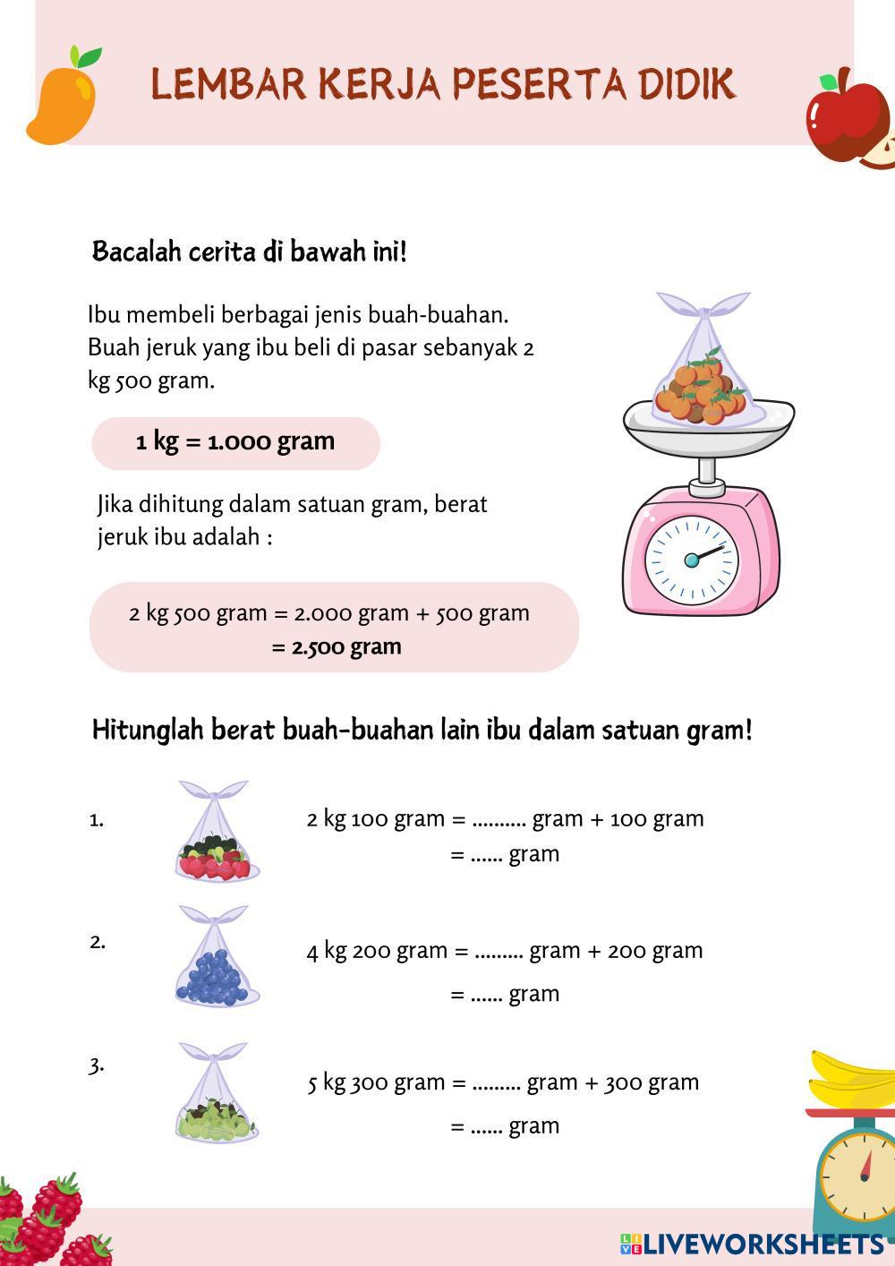 SATUAN BERAT | Free Interactive Worksheets | 7949319