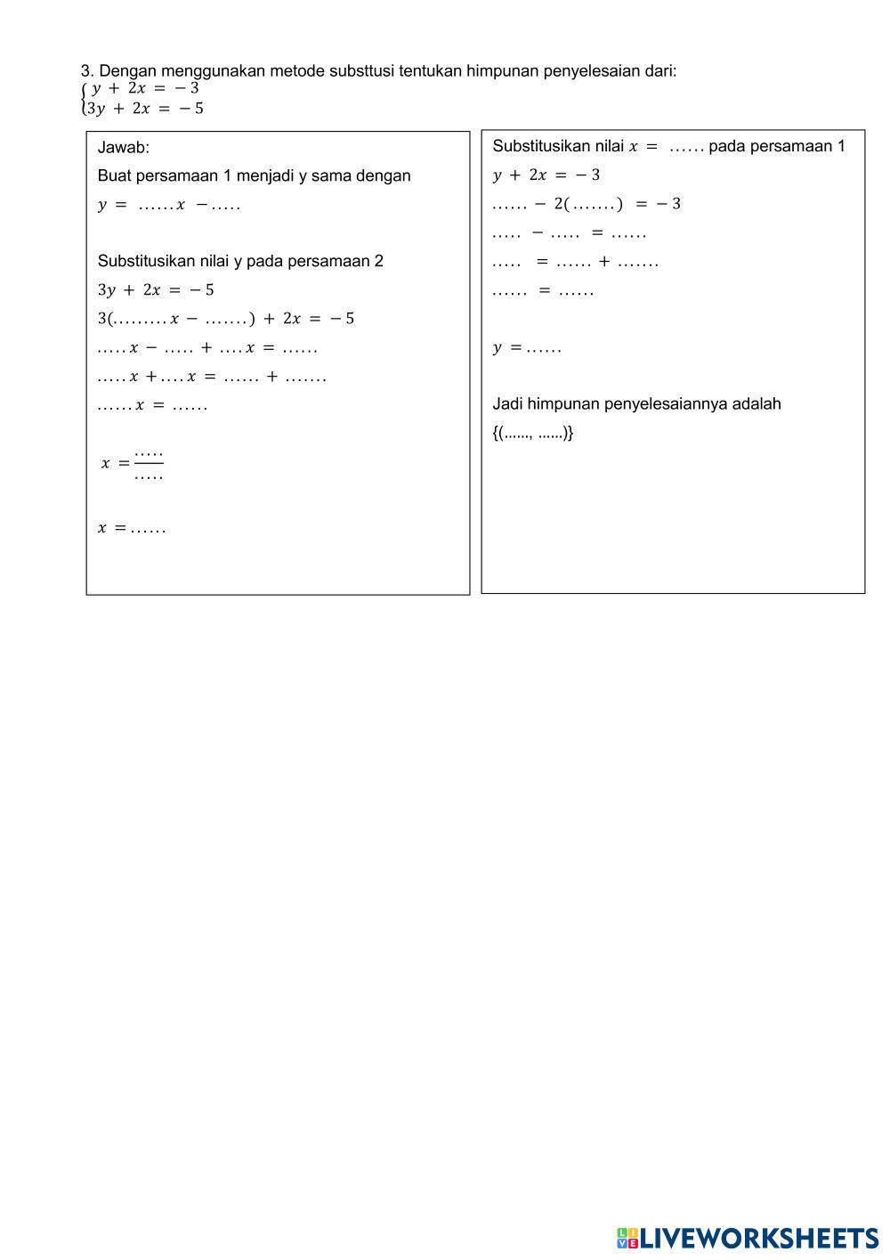 Responsi SPLDV … | Free Interactive Worksheets | 7949425
