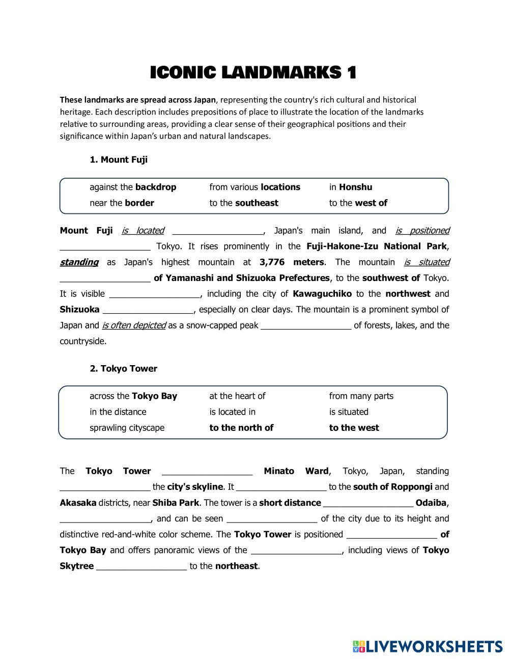 DESCRIBE MAPS … | Free Interactive Worksheets | 7952700