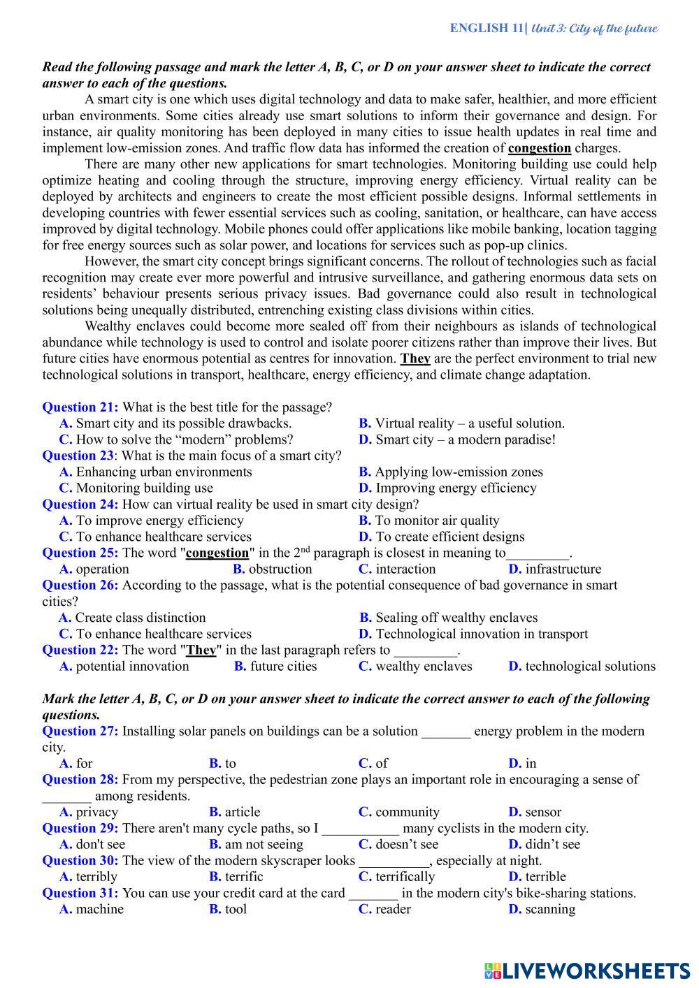[G11] Unit 3 - … | Free Interactive Worksheets | 7953940