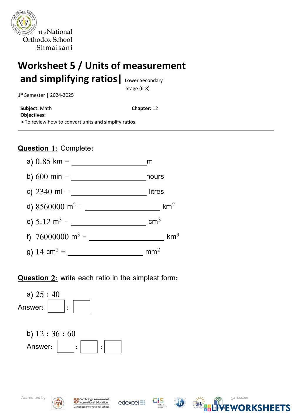 Simplifying ratios 7956587 | tanianawas | LiveWorksheets