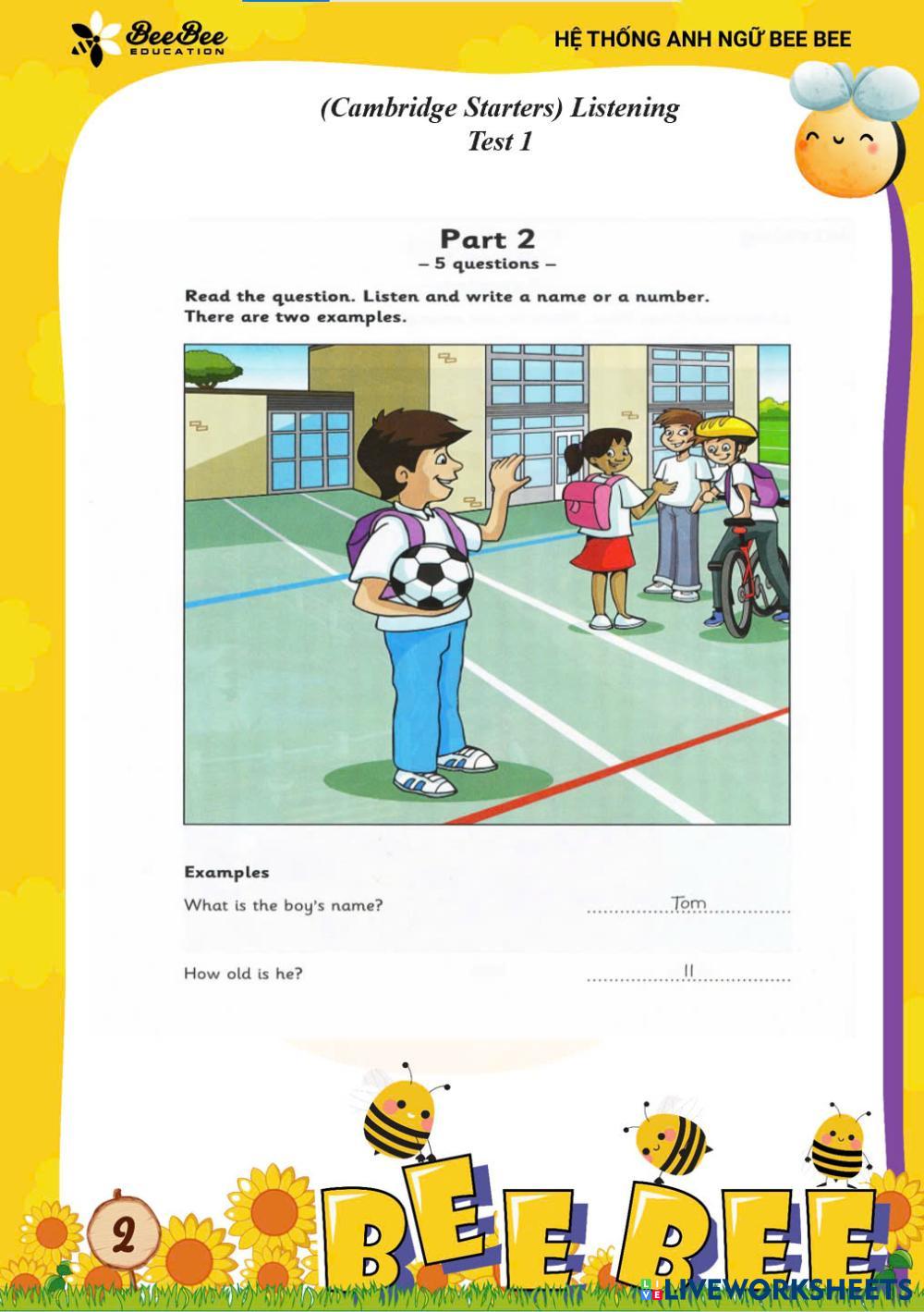 7956282 | (Cambridge Starters) Listening Test 1 | BeeBee