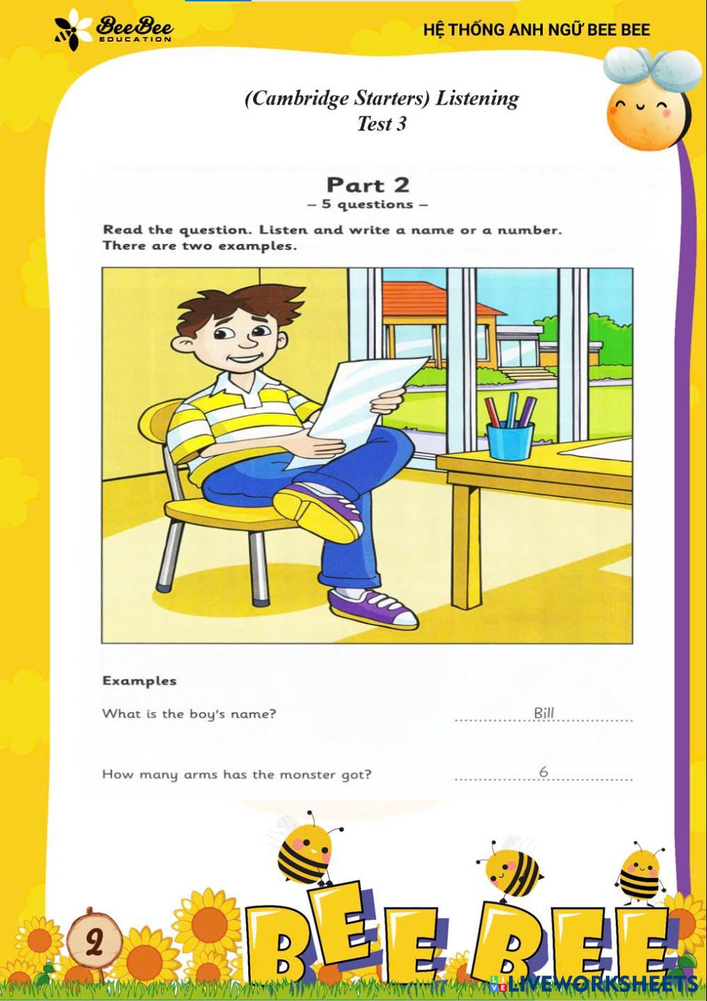 (Cambridge Starters) Listening Test 3 7956348 | BeeBee