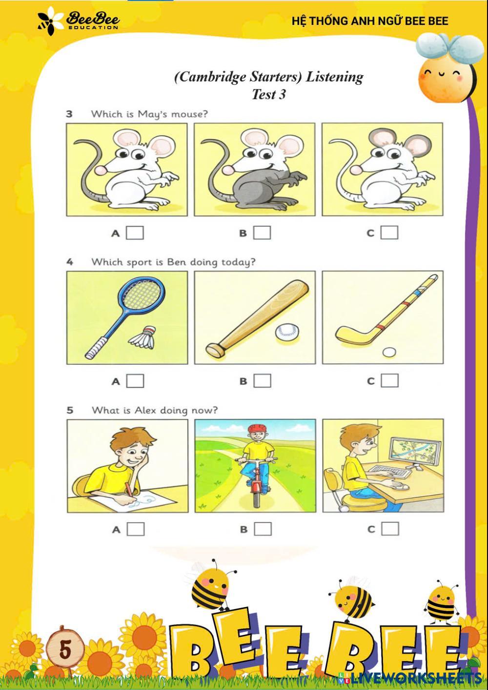 (Cambridge Starters) Listening Test 3 7956348 | BeeBee