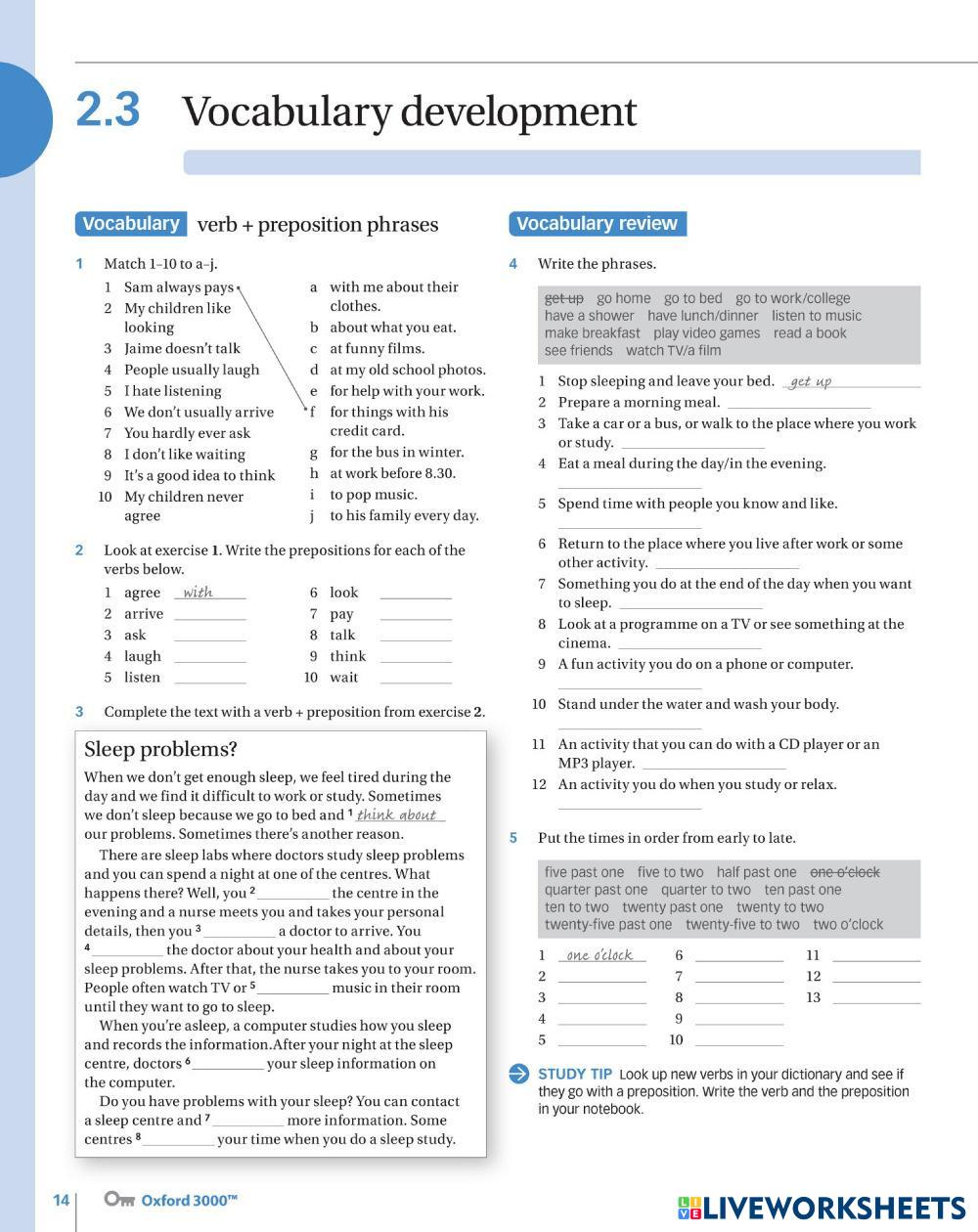 Navigate A2: 2.3 Vocabulary development 2.4 Speaking and